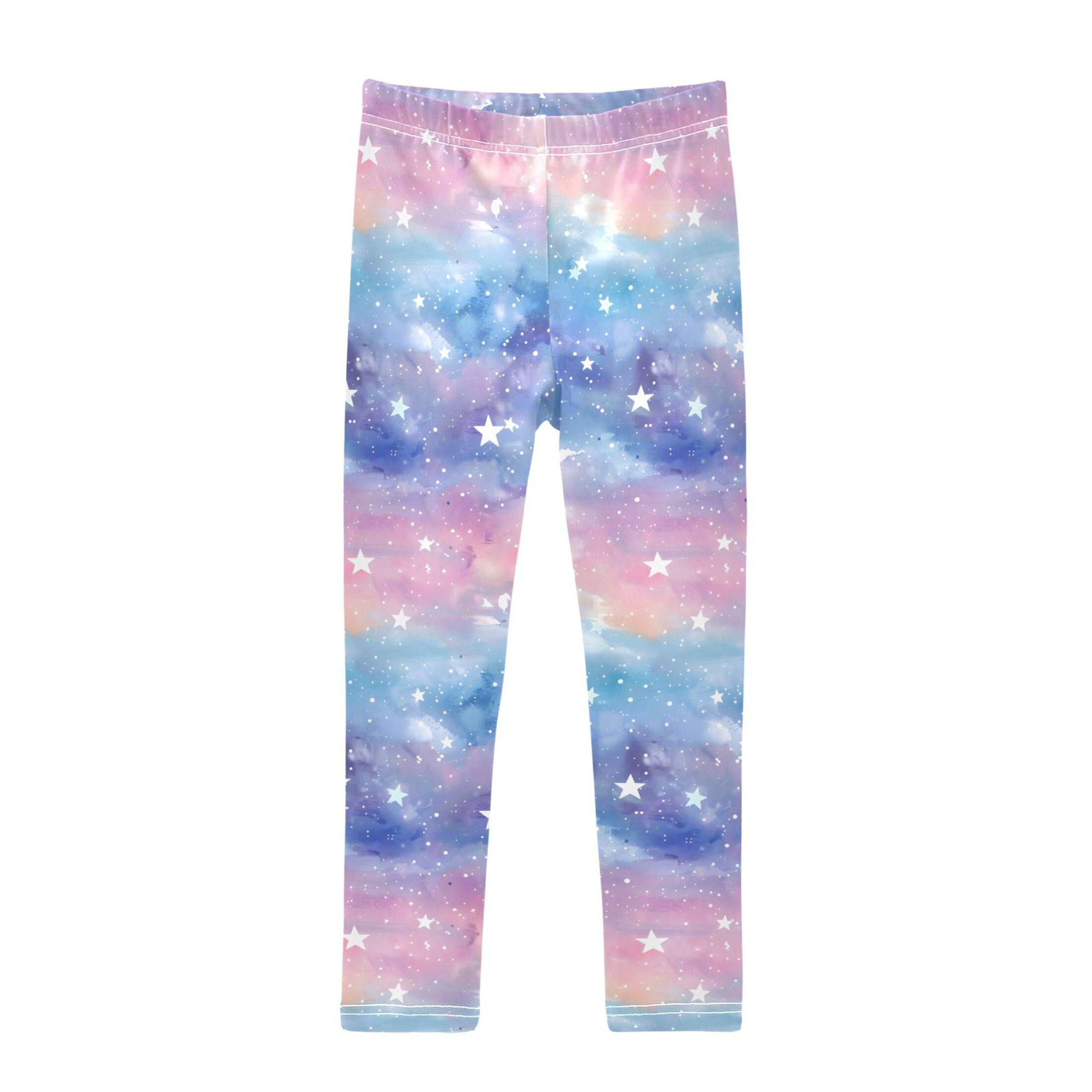 Blur Blue Purple Stars Printed Leggings Yoga Pants for in 4t to 10t ...