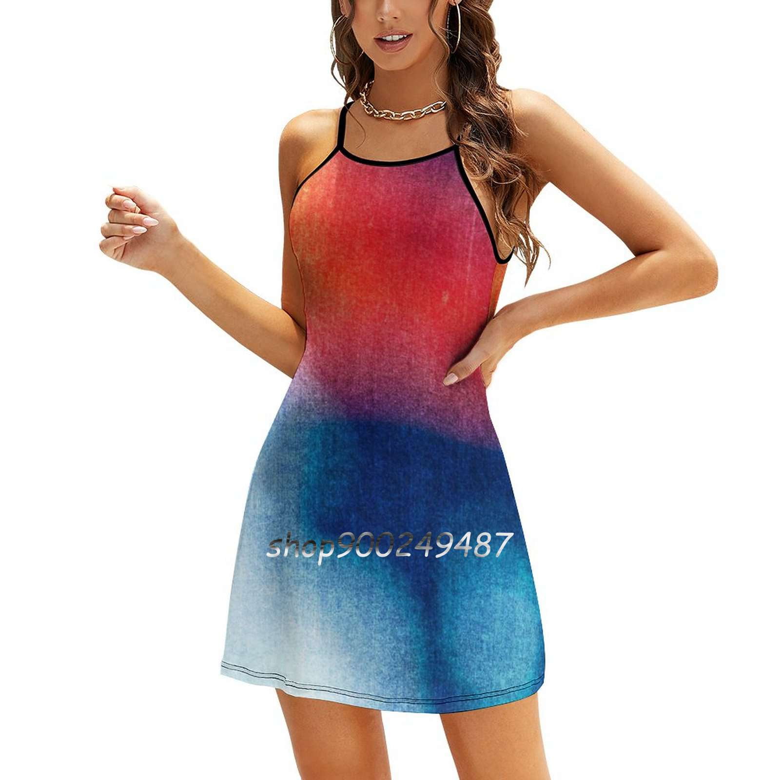 Blur / Burning Ice Flare Dress Square Neck Dress Elegant Female Fashion ...
