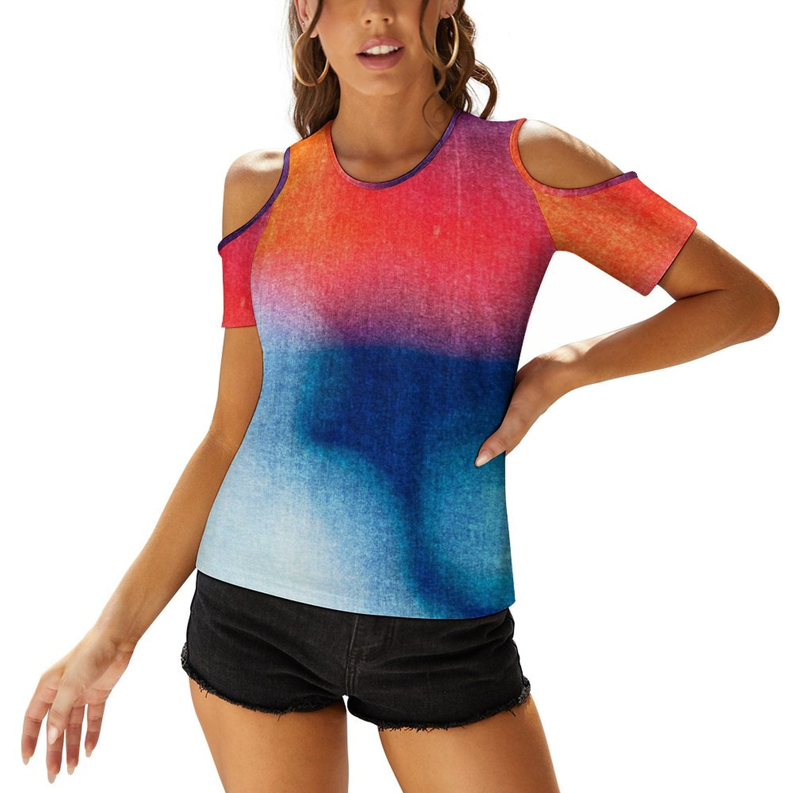 Blur / Burning Ice Women'S T-Shirt New Fashion Printed Zipper V-Neck ...