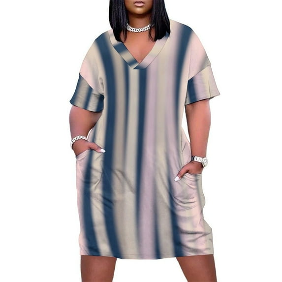 Blurred Pastel Vertical Lines Art Loose Pocket Dress Dresses Summer ...