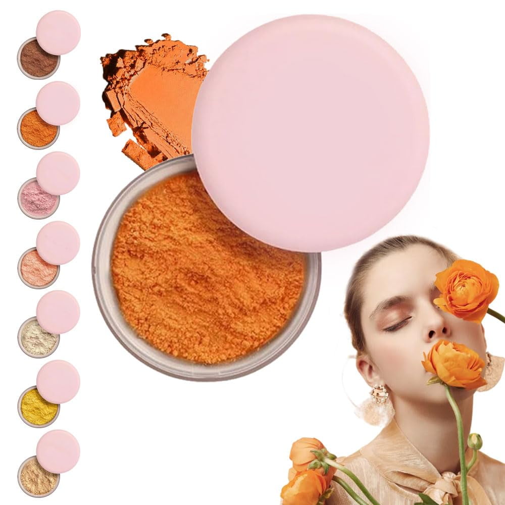 Blurring Setting Powder, Upgrade Pink Setting Powder Makeup Waterproof ...