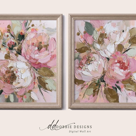 Blush Abstract Floral Modern Boho Bedroom Living Room Wall Art Home ...
