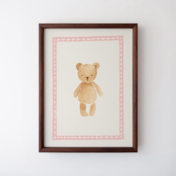Blush Bear Vertical Illustration Print Trendy Decor Nursery Decor ...