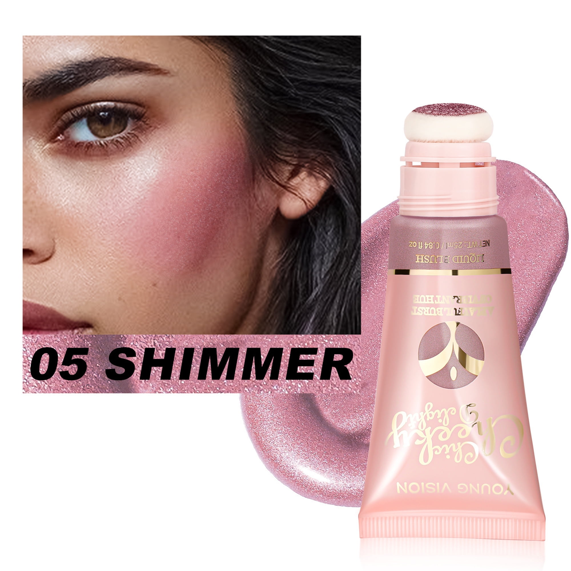 Blush Beauty Wand Shimmer Face Blush with Cushion Applicator Natural ...