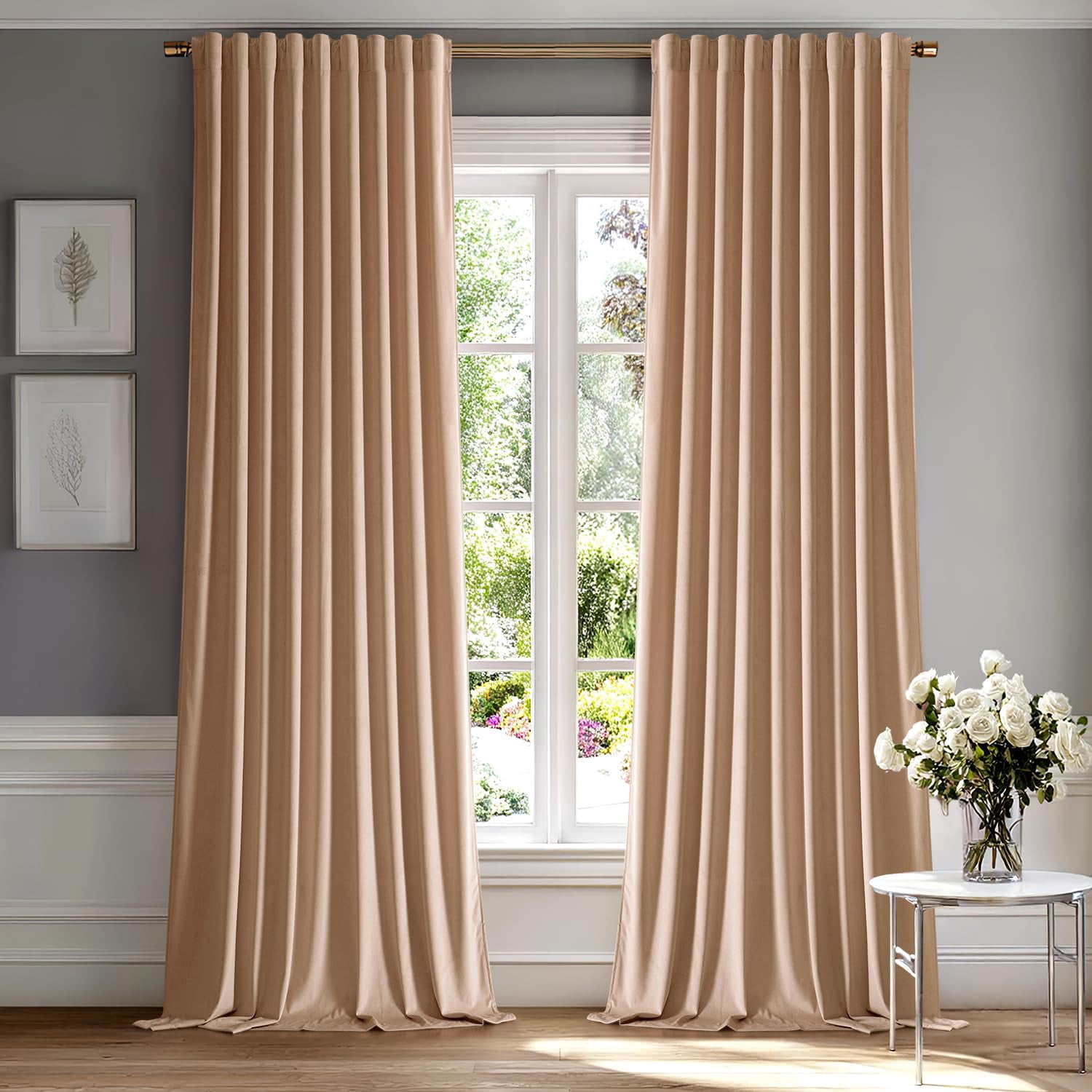 Blush Beige Curtains 52"W x 84"L (Pack of 2) Bedroom Living Room ...
