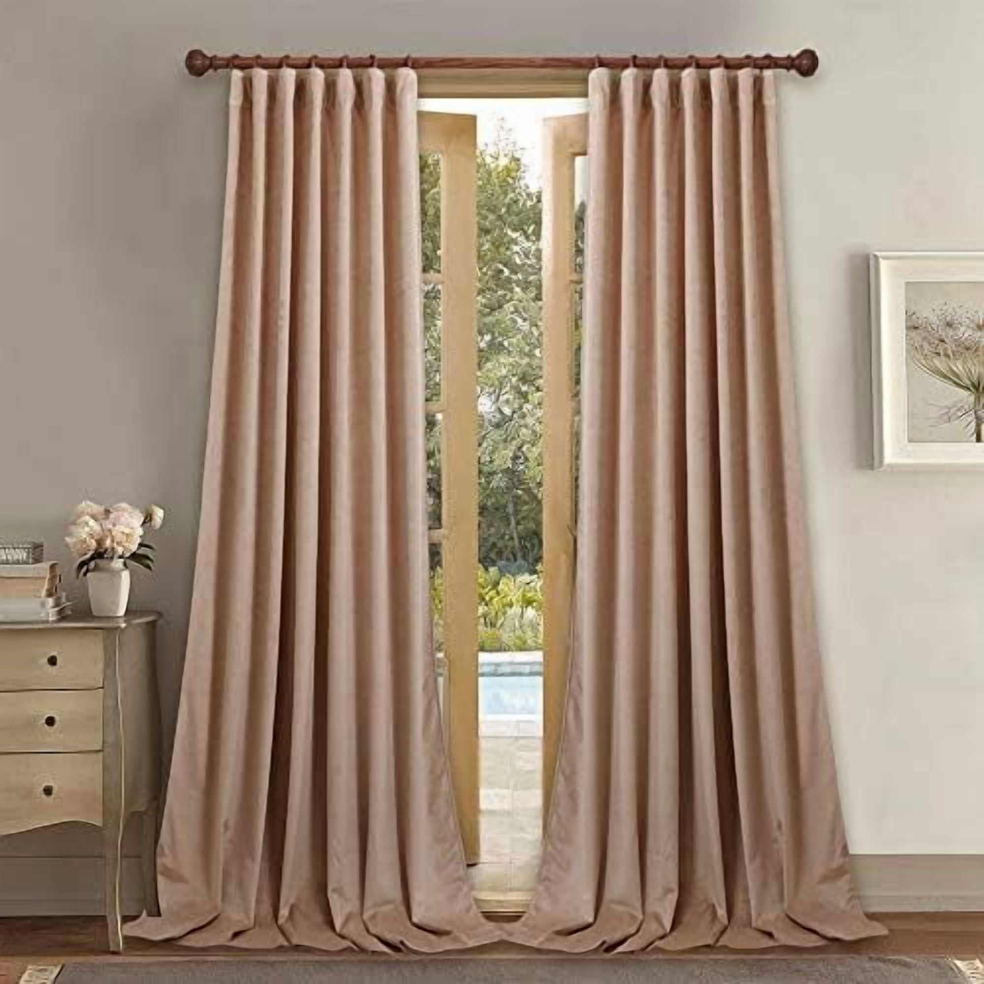 Blush Beige Velvet Curtains for Nursery Girls Bedroom, Elegant Home ...