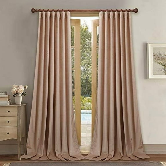 Blush Beige Velvet Curtains for Nursery Girls Bedroom, Elegant Home ...