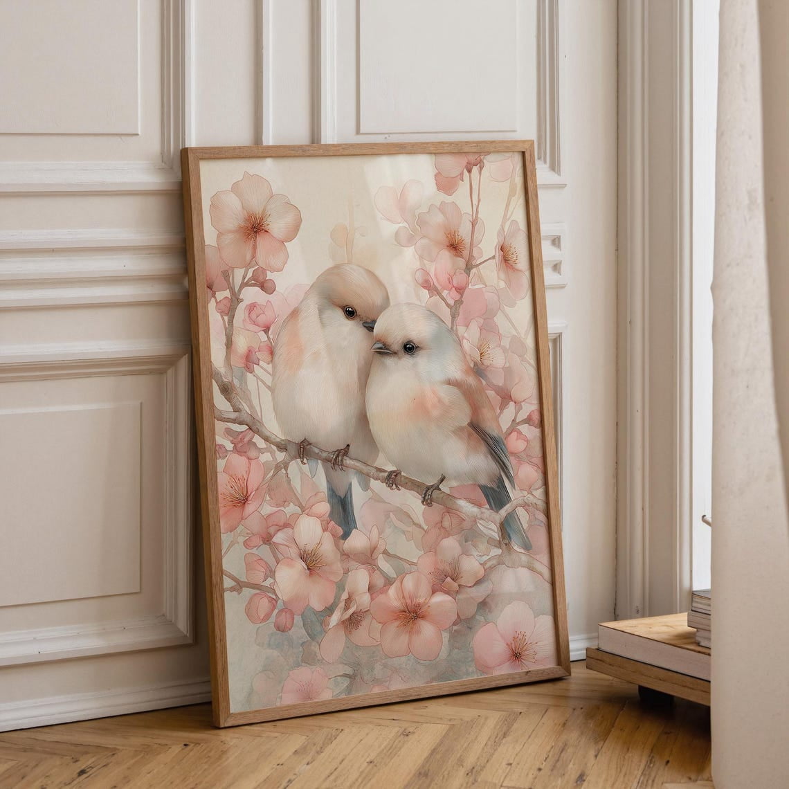 Blush Birds Floral Romantic Botanical Wall Art Feminine Nursery Decor ...