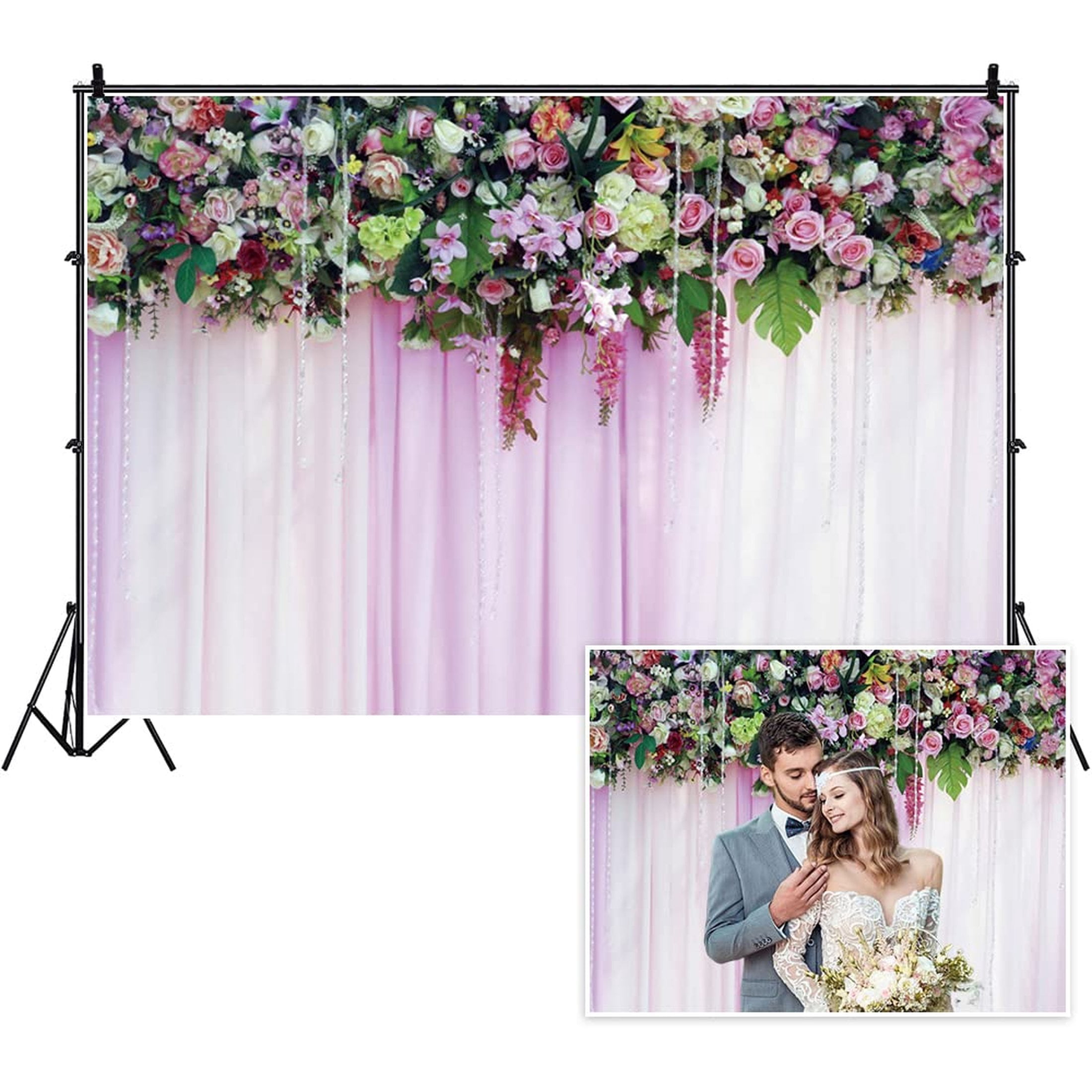 Blush Blossom Wedding Backdrop - 10x8ft Floral Curtain for Photography ...