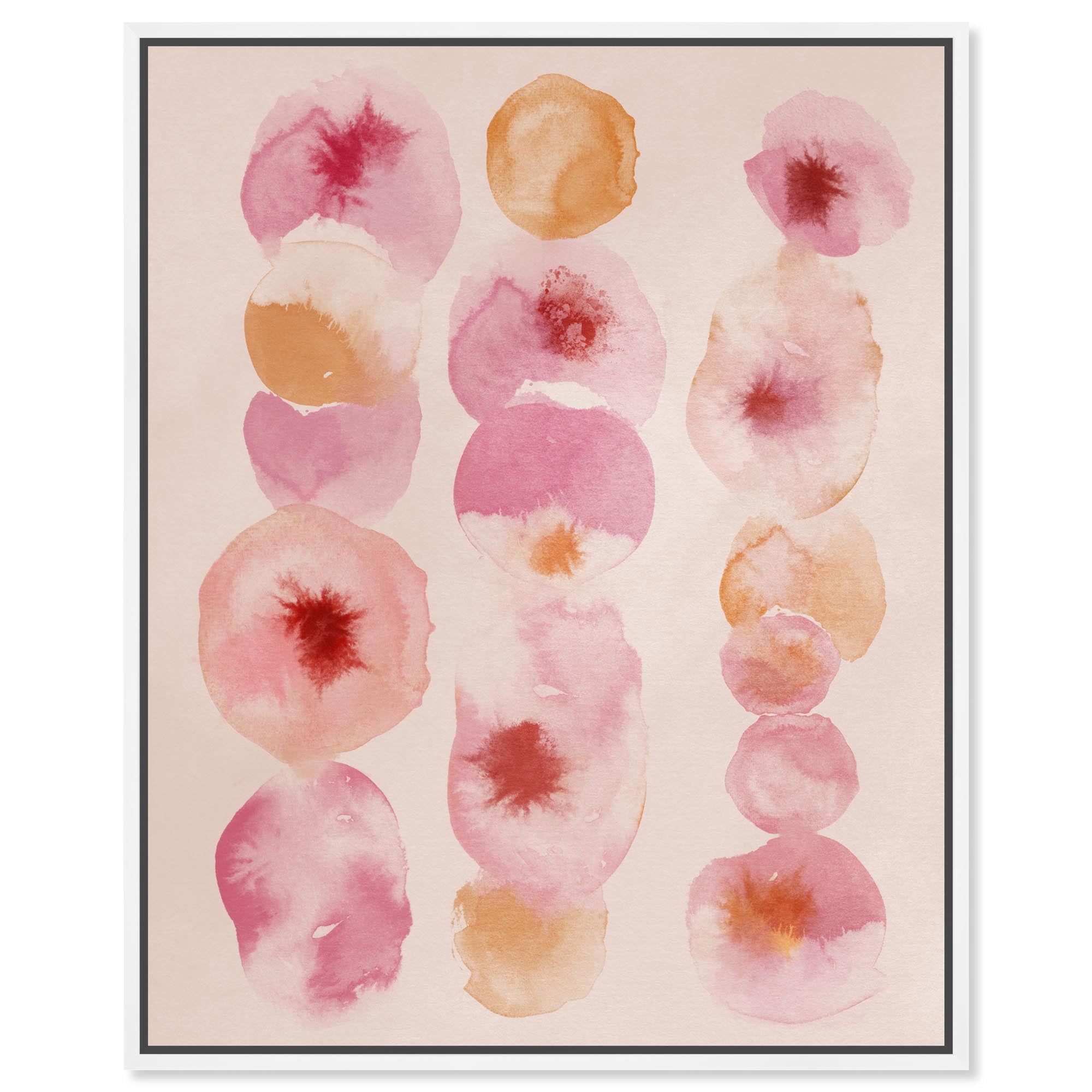 Blush Drops Canvas Print Bathroom Wall Art by Notoriart, White Frame ...