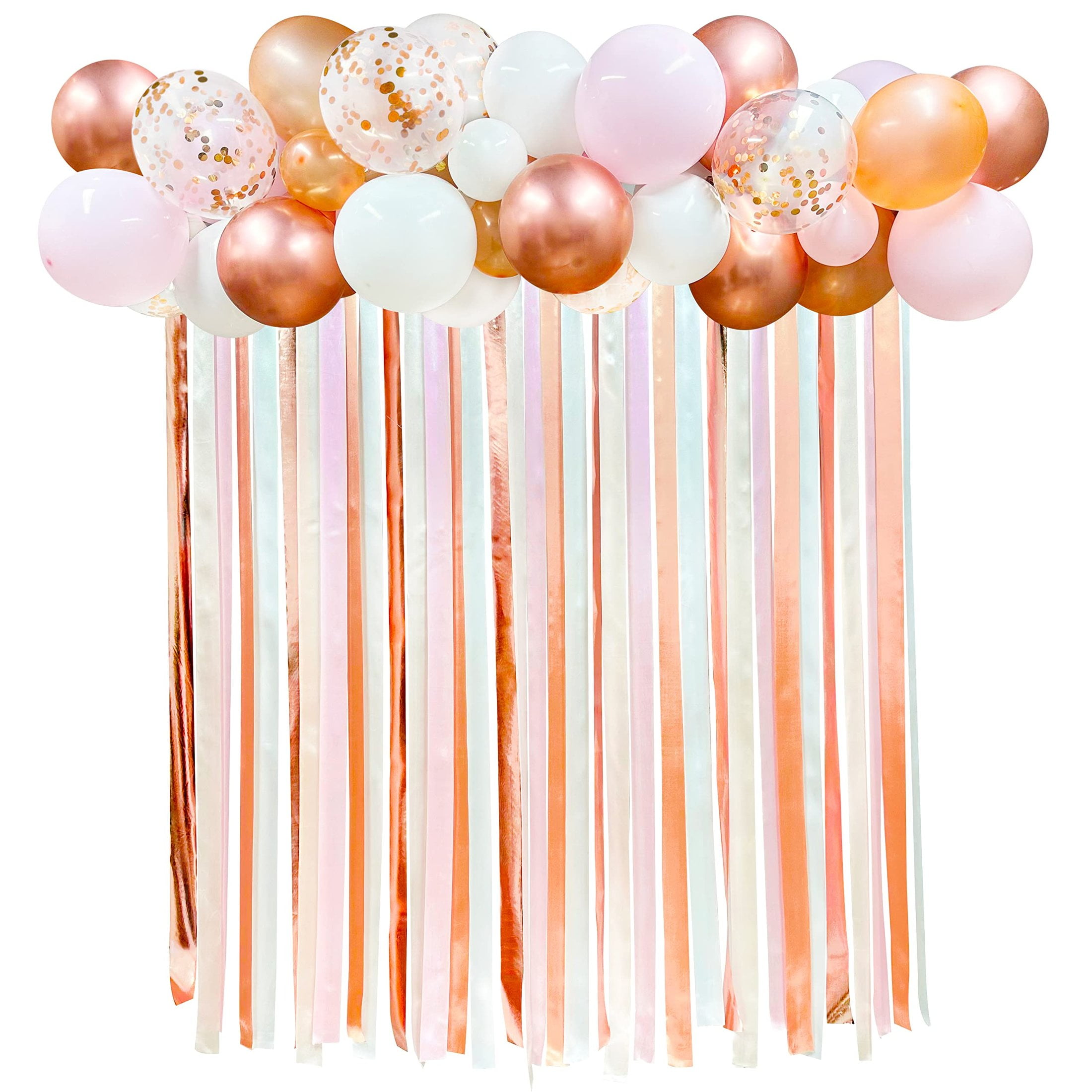 Blush Elegance Party Decor Set - Rose Gold Ribbons, Dusty Pink Fringe ...