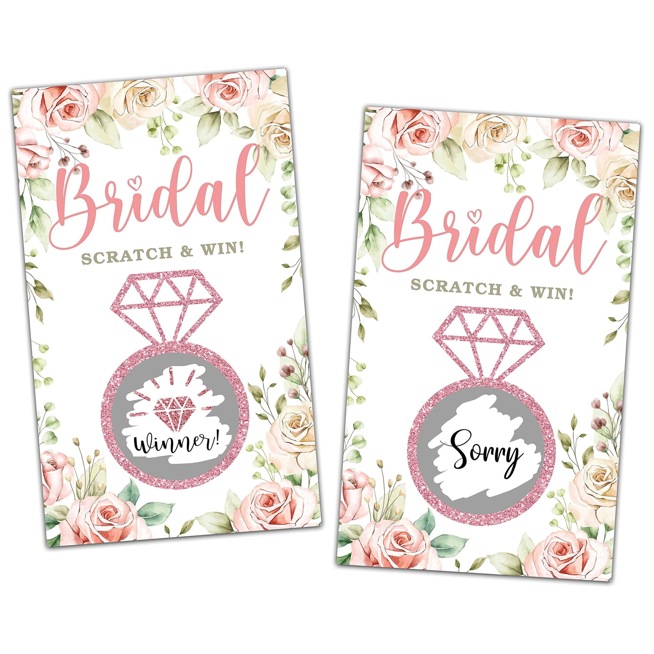 Blush Floral Scratch-Off Game Cards for Bridal Showers, Engagements ...