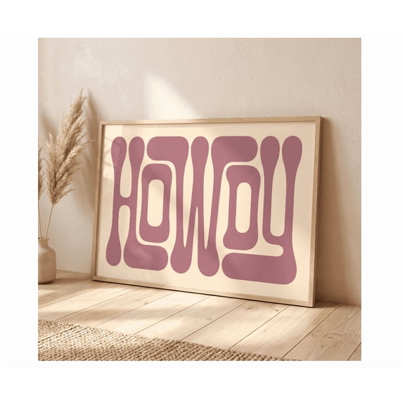 Blush Howdy Typography Poster Retro 70S Western Wall Art Home Decor ...