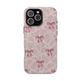 Blush Lace Bow Tough Phone Case, Feminine Dual Layer Protective Cover ...