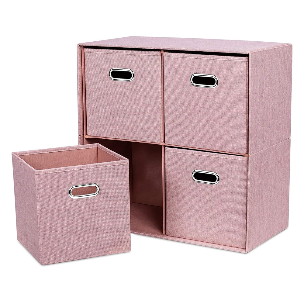 Blush Linen Cube Organizer Shelf – Strong Foldable Shelf – Kid Toy ...
