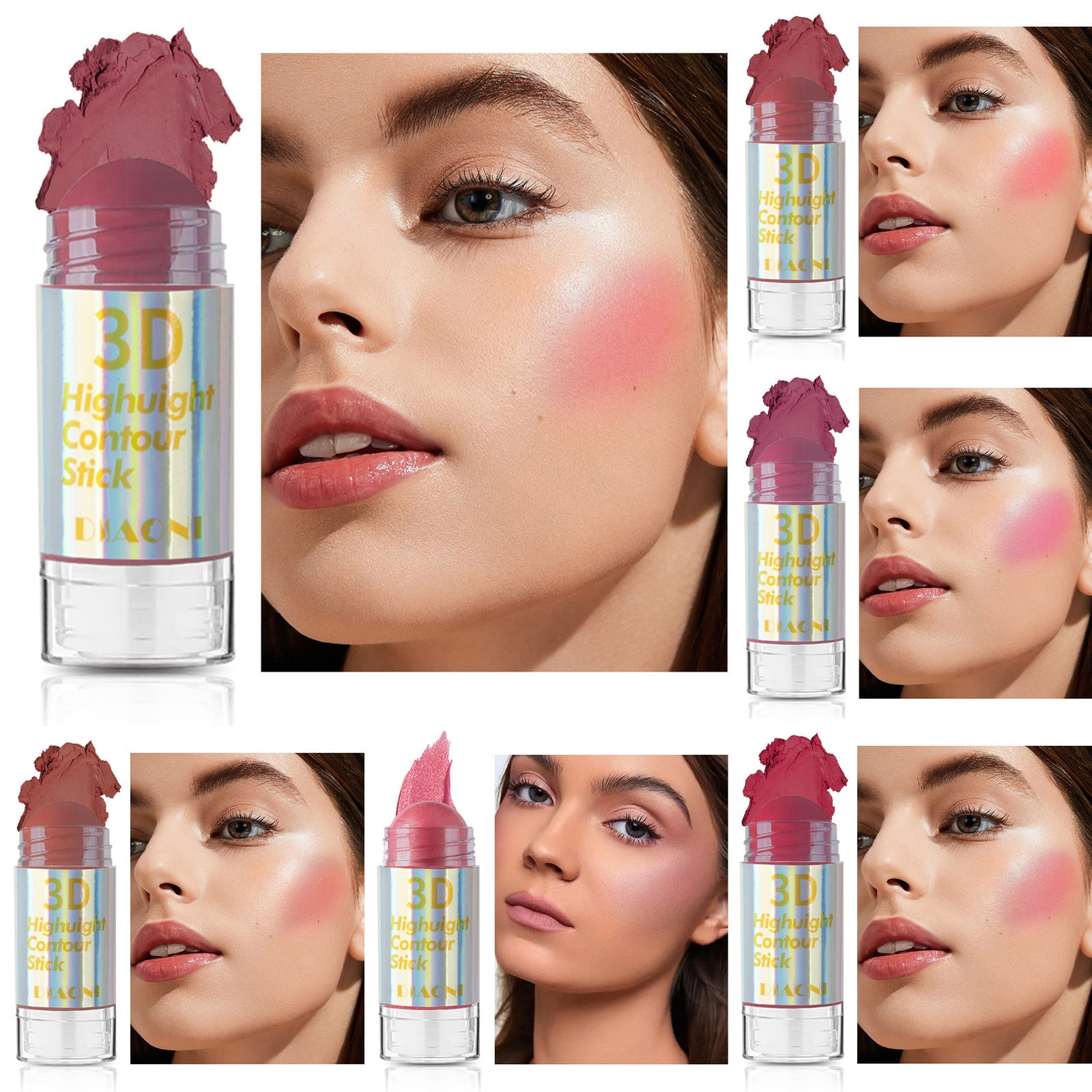 Blush Lip Stick, Powder Blush Multi-Use, 2-in-1 Makeup Stick, Compact ...