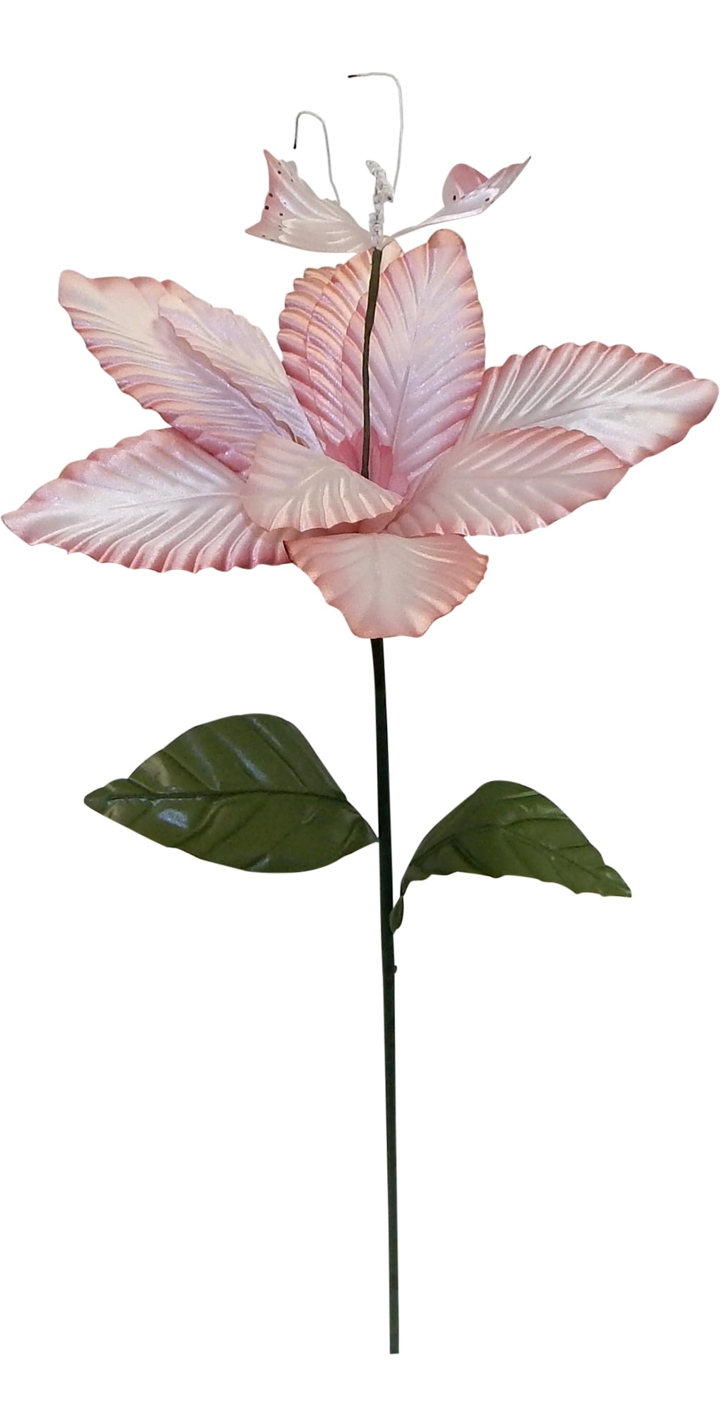 Blush Magnolia with Butterfly 29in Artificial Polysilk Faux Fake Flower ...
