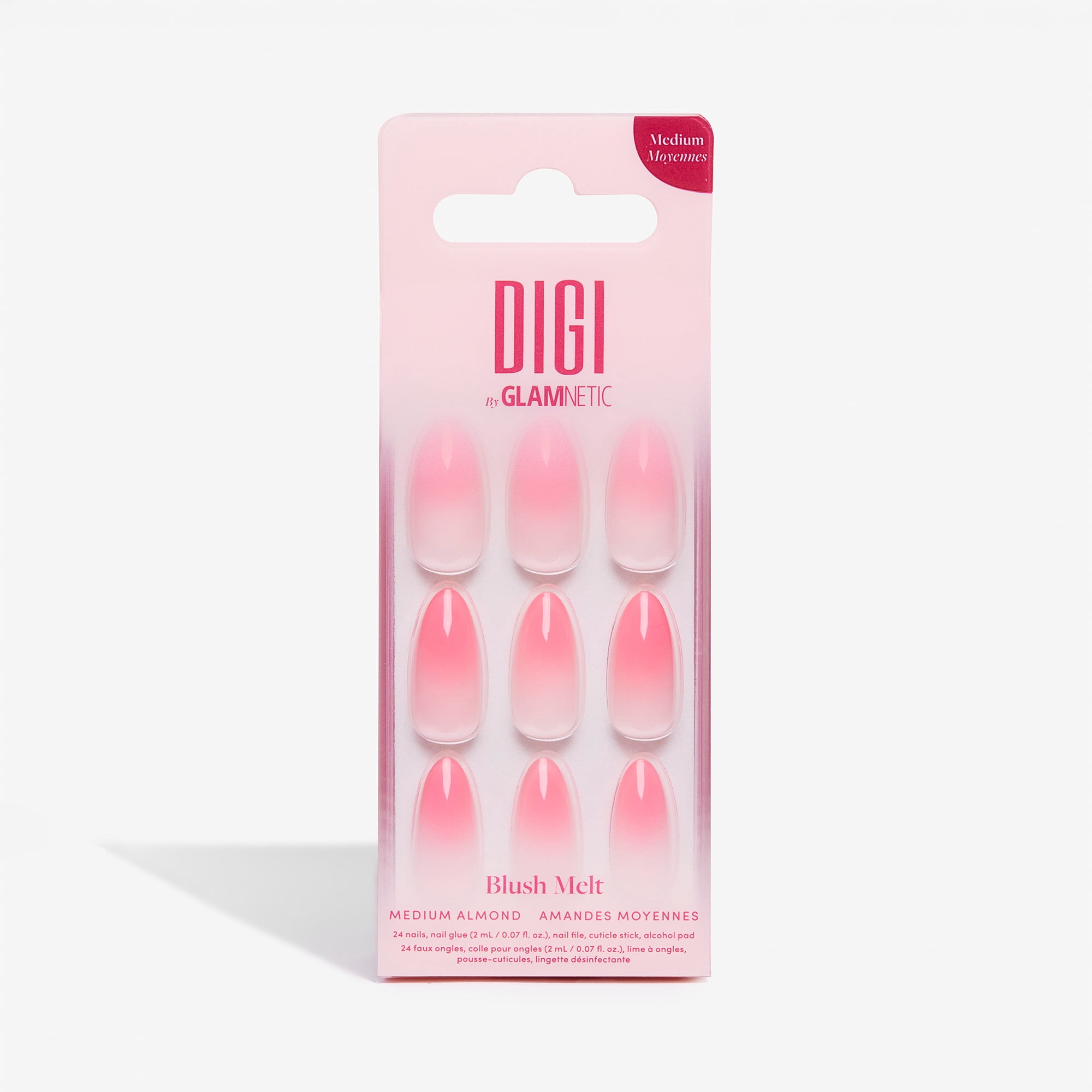 DIGI by Glamnetic Medium Almond Artificial Press-on Nails, Blush Melt ...