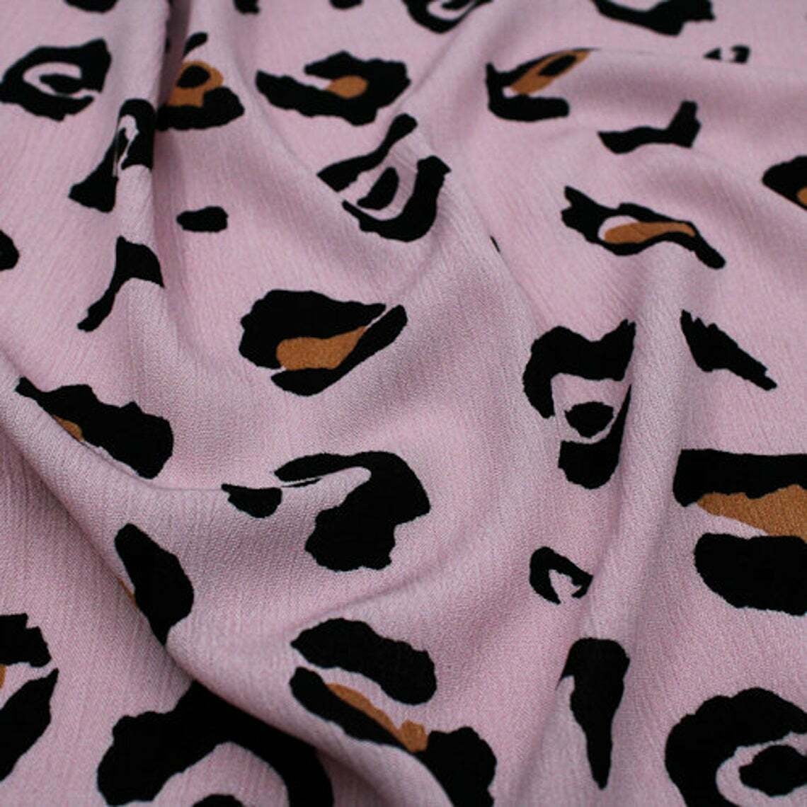 Blush Mocha Leopard Skin Pattern Printed Rayon Crepon Fabric , Dress ...