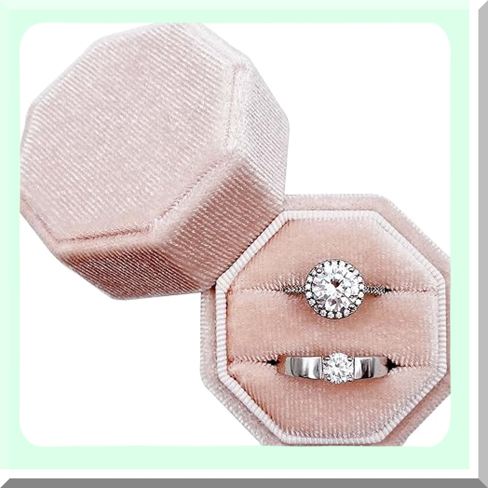 Blush Octagon Vintage Ring Box - Elegant Wedding Ring Holder for ...
