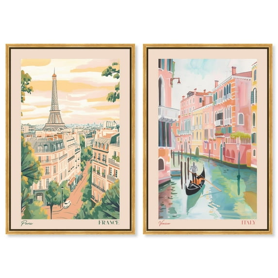 Blush Parisian Glam 2 Panel Set Canvas Print Glam Wall Art by Art ...