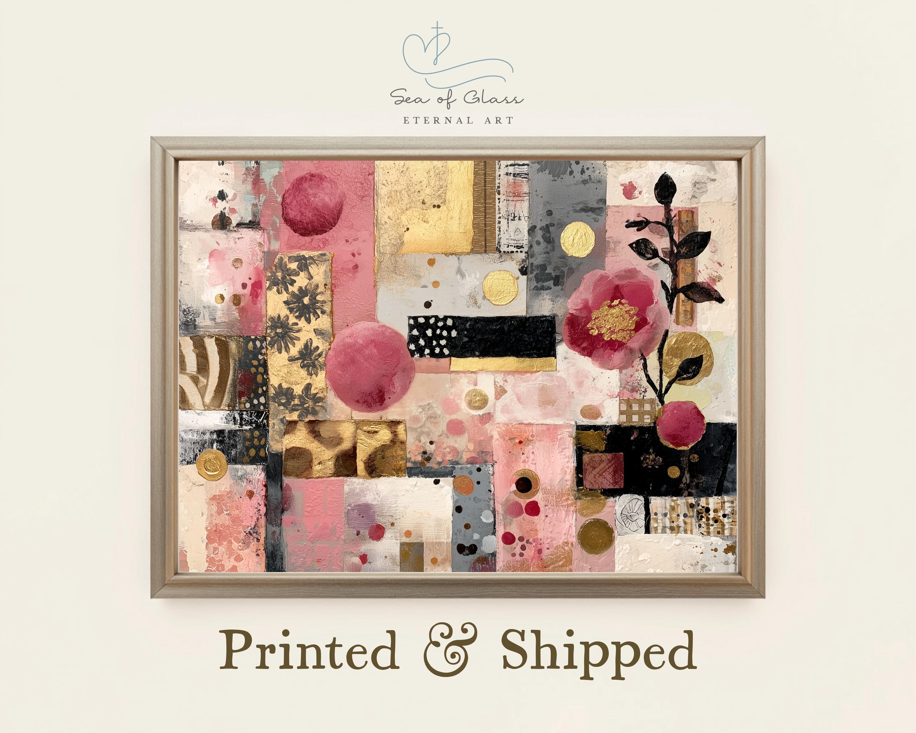 Blush Pink Abstract Art Poster Vintage Glam Home Decor Warm Present ...