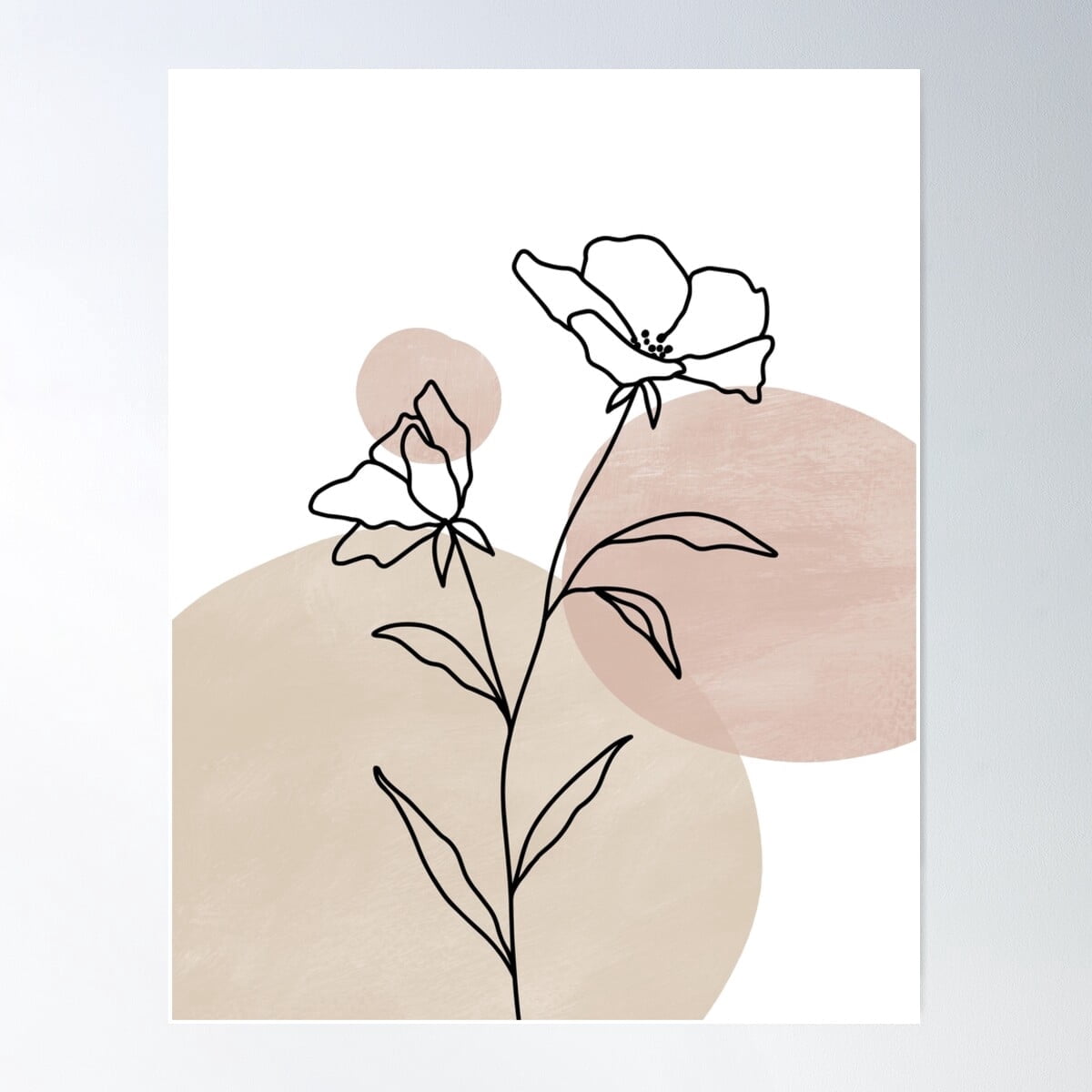 Blush Pink And Beige Line Botanical Art 1 Poster Wall Art Modern Wall ...