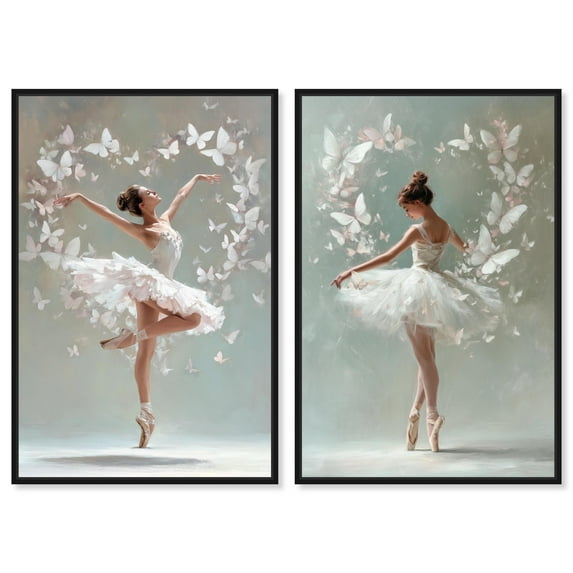 Blush Pink Ballet Reverie 2 Panel Set Canvas Print Glam Wall Art by Art ...