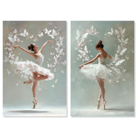 Blush Pink Ballet Reverie 2 Panel Set Canvas Print Glam Wall Art by Art ...