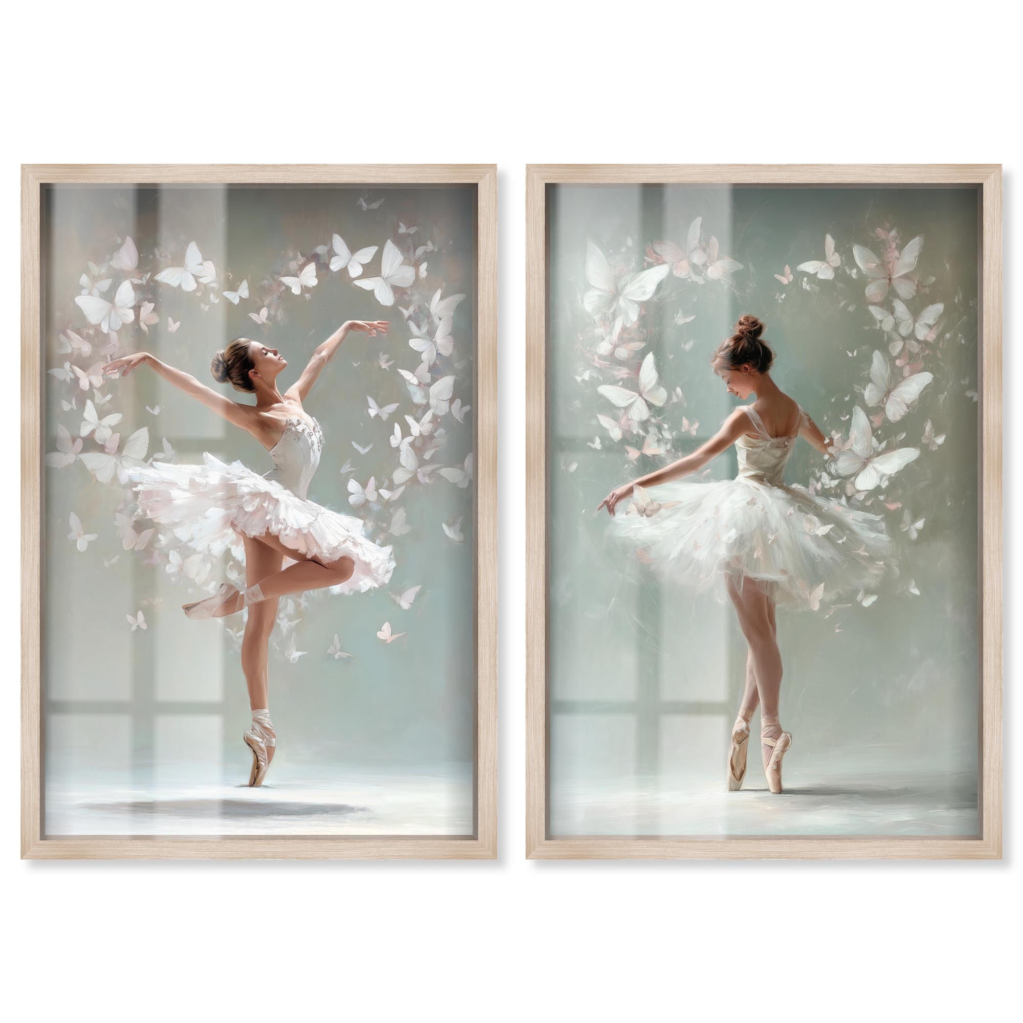 Blush Pink Ballet Reverie 2 Panel Set Shadowbox Print Glam Wall Art by ...