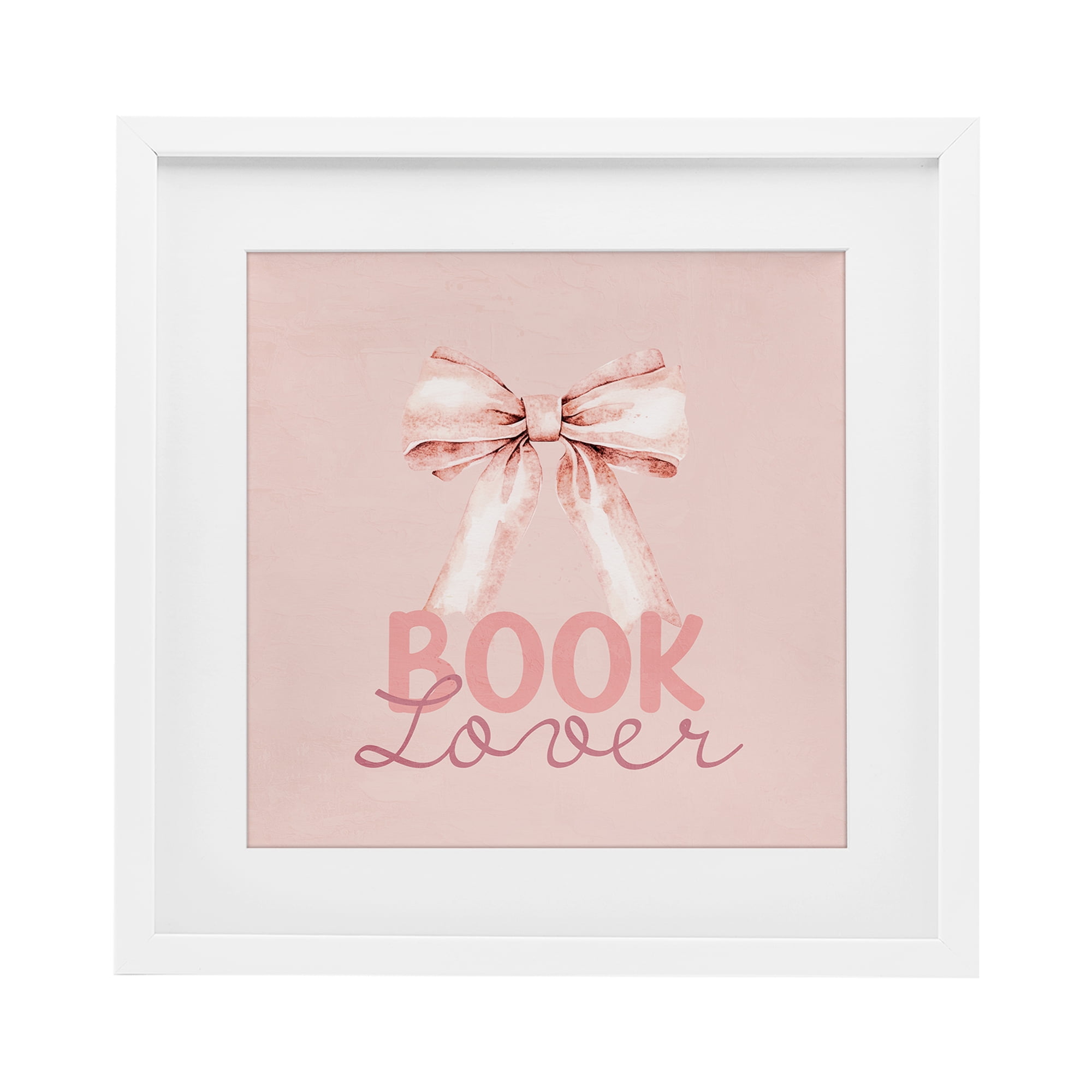 Blush Pink Book Lover White Framed Print Under Glass, design by Kim ...