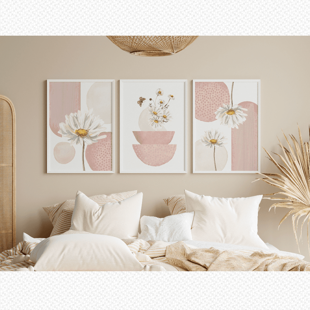Blush Pink Botanical Minimalist Nordic Living Room Poster Prints ...