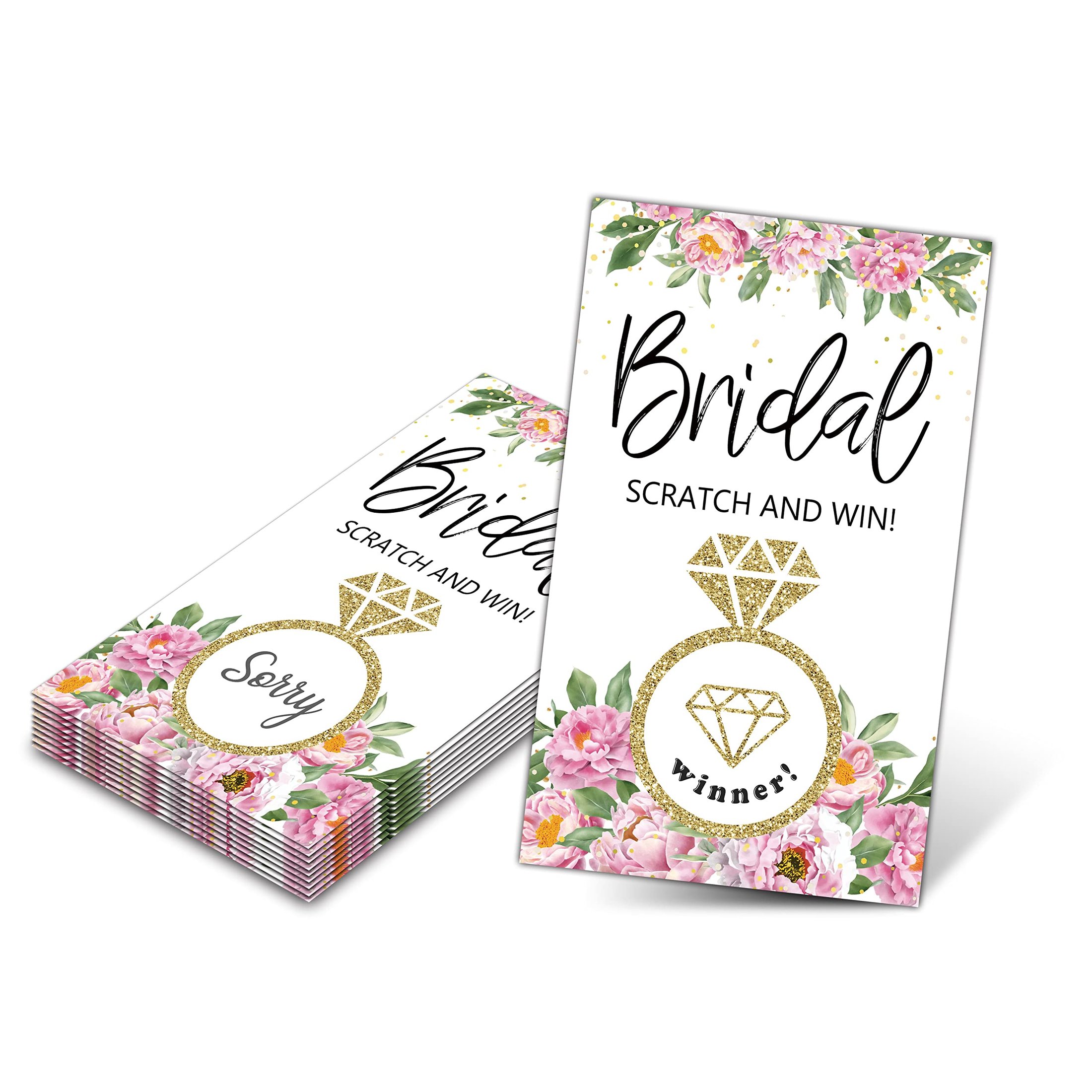 Blush Pink Bridal Shower Scratch Off Game Cards with Glitter Diamond ...