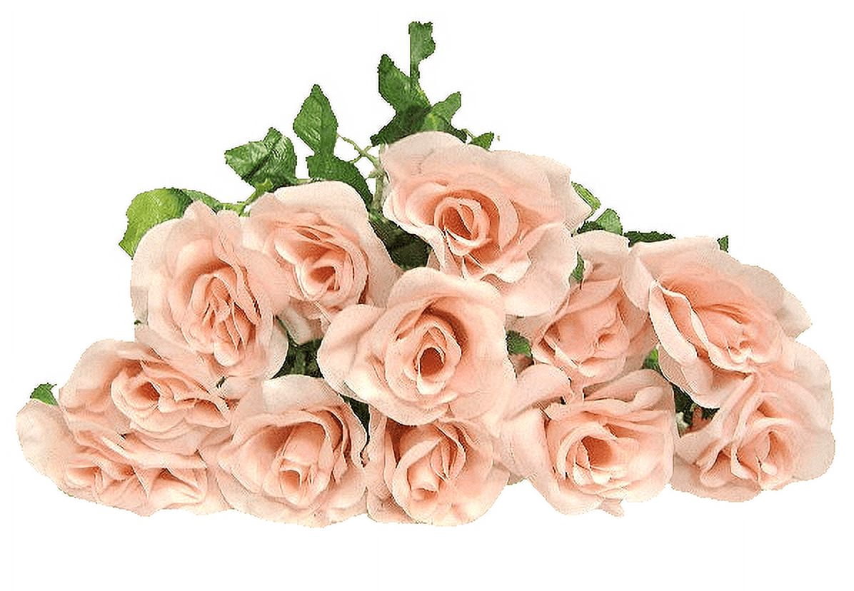 Blush Pink Champagne Garden Rose 24in Artificial Polysilk Faux Fake ...