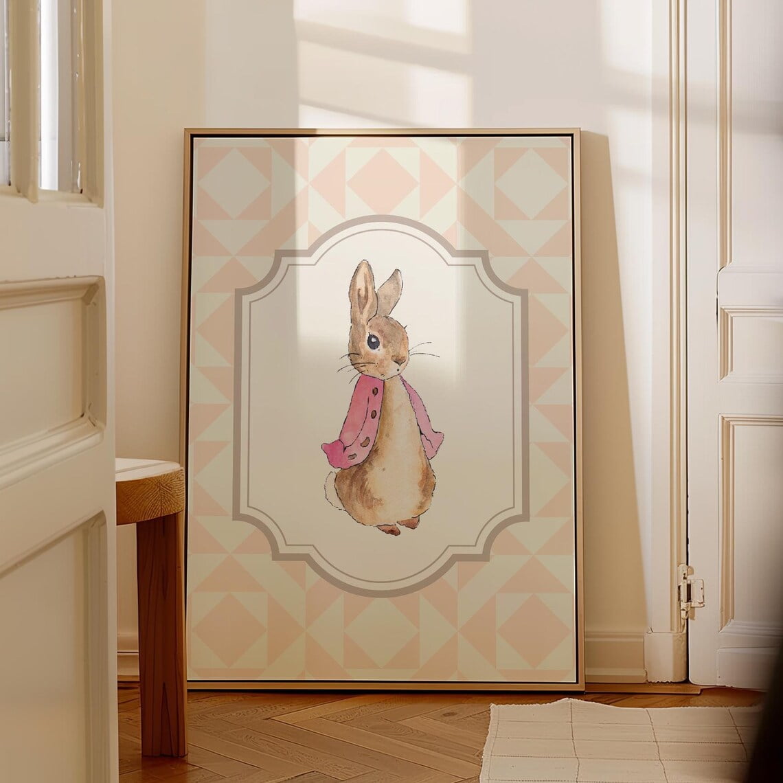 Blush Pink Flopsy Peter Rabbit Illustration Print, Nursery Decor ...