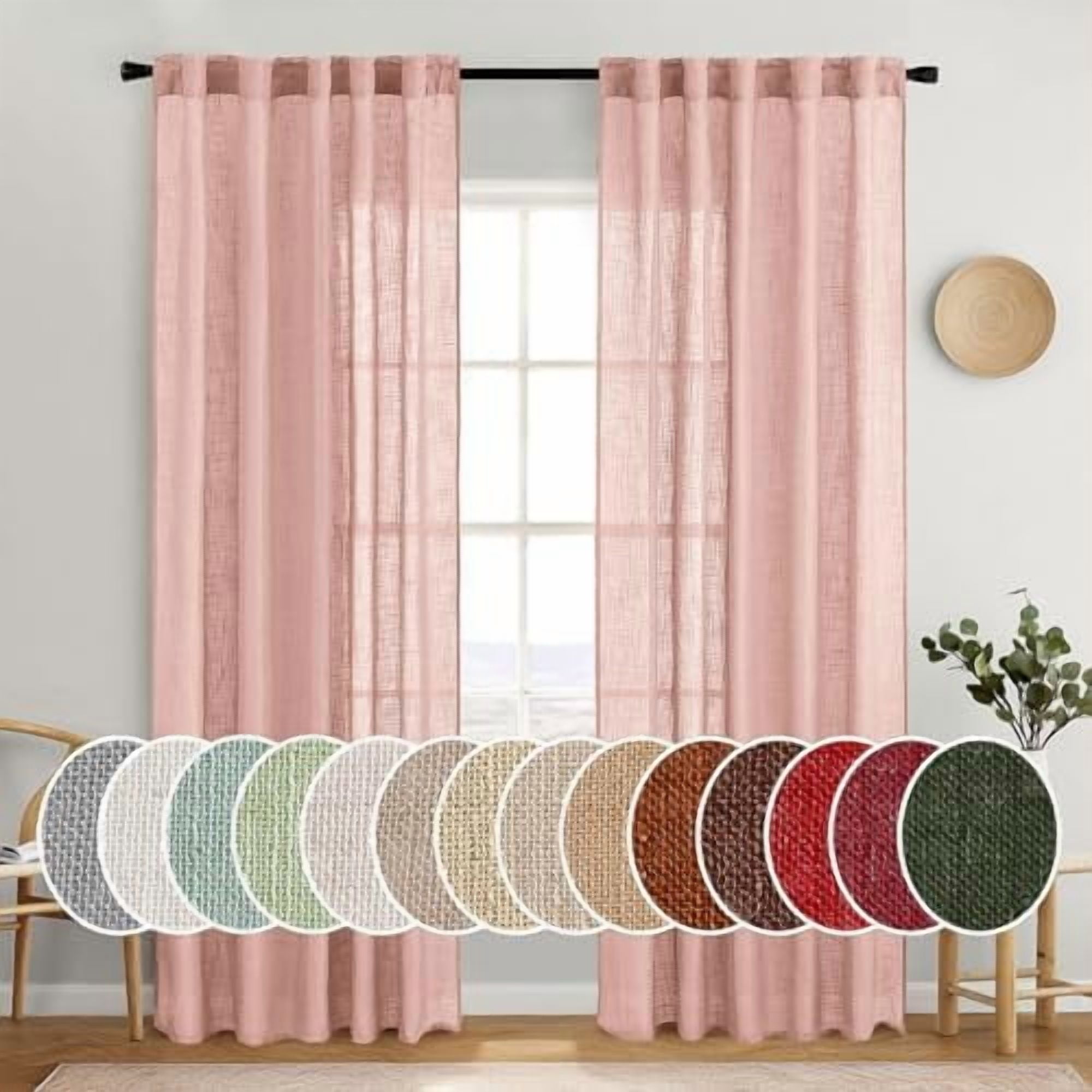 Blush Pink Linen Curtains 84 Inches Long 2 Panels for Girls Bedroom ...
