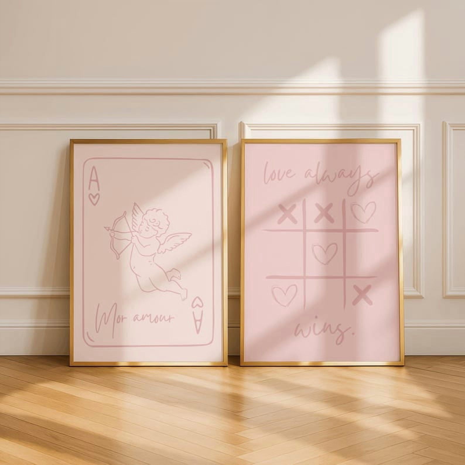 Blush Pink Love Wall Art Love Always Wins Print Romantic Bedroom Decor ...