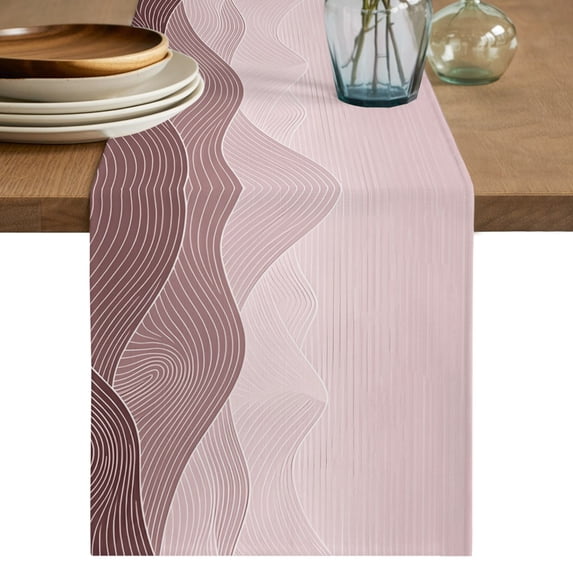 Blush Pink Mountain Ridges Table Runner, Pink Ombre Line Mountains ...