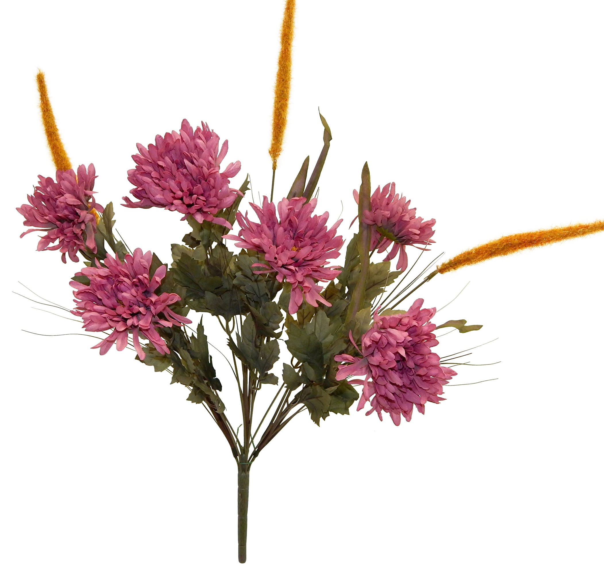 Blush Pink Mum Cattail 26in Fake Flower Faux Foliage Rustic Mixed ...