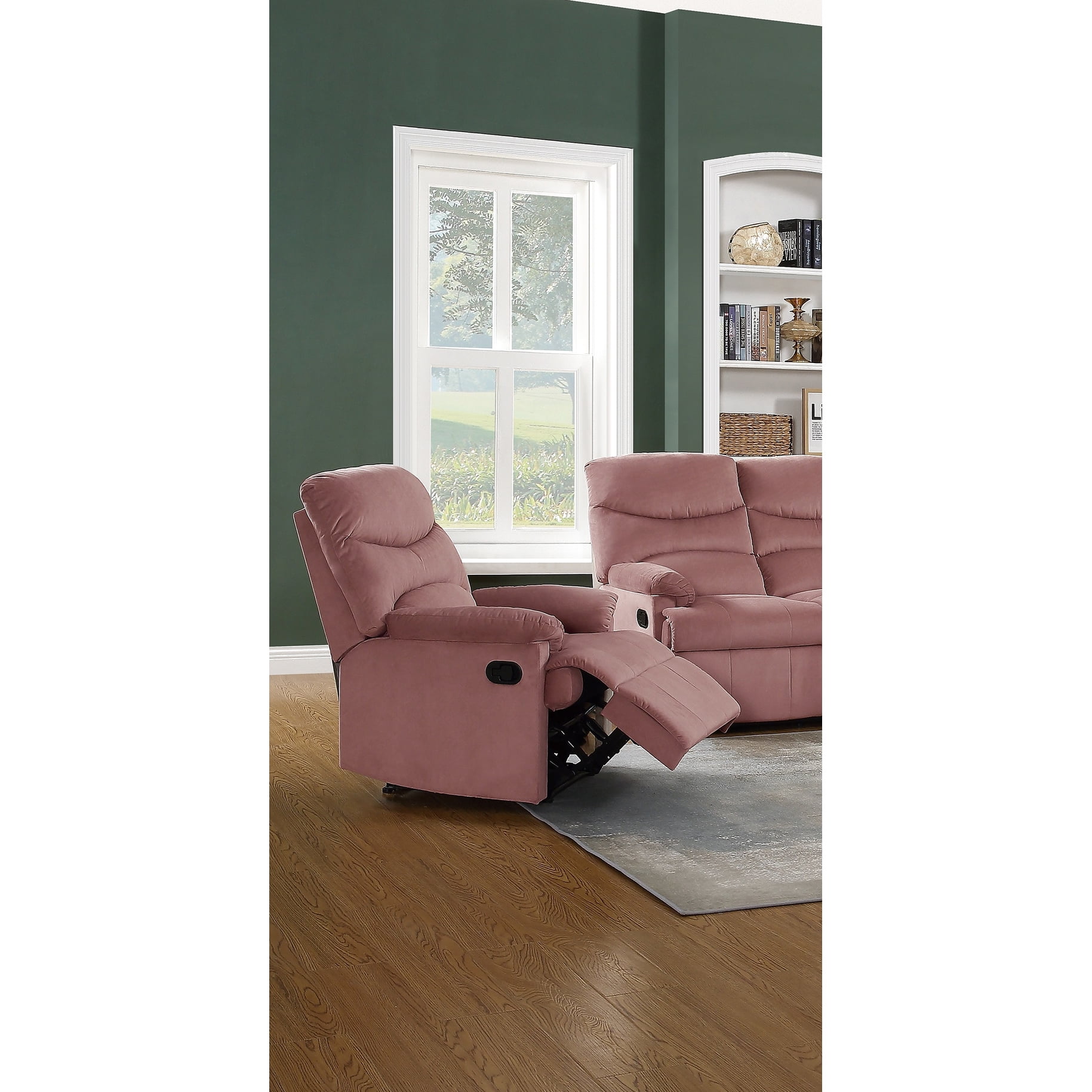 Blush Pink Recliner Chair With Velvet Upholstery - Relaxing & Stylish ...