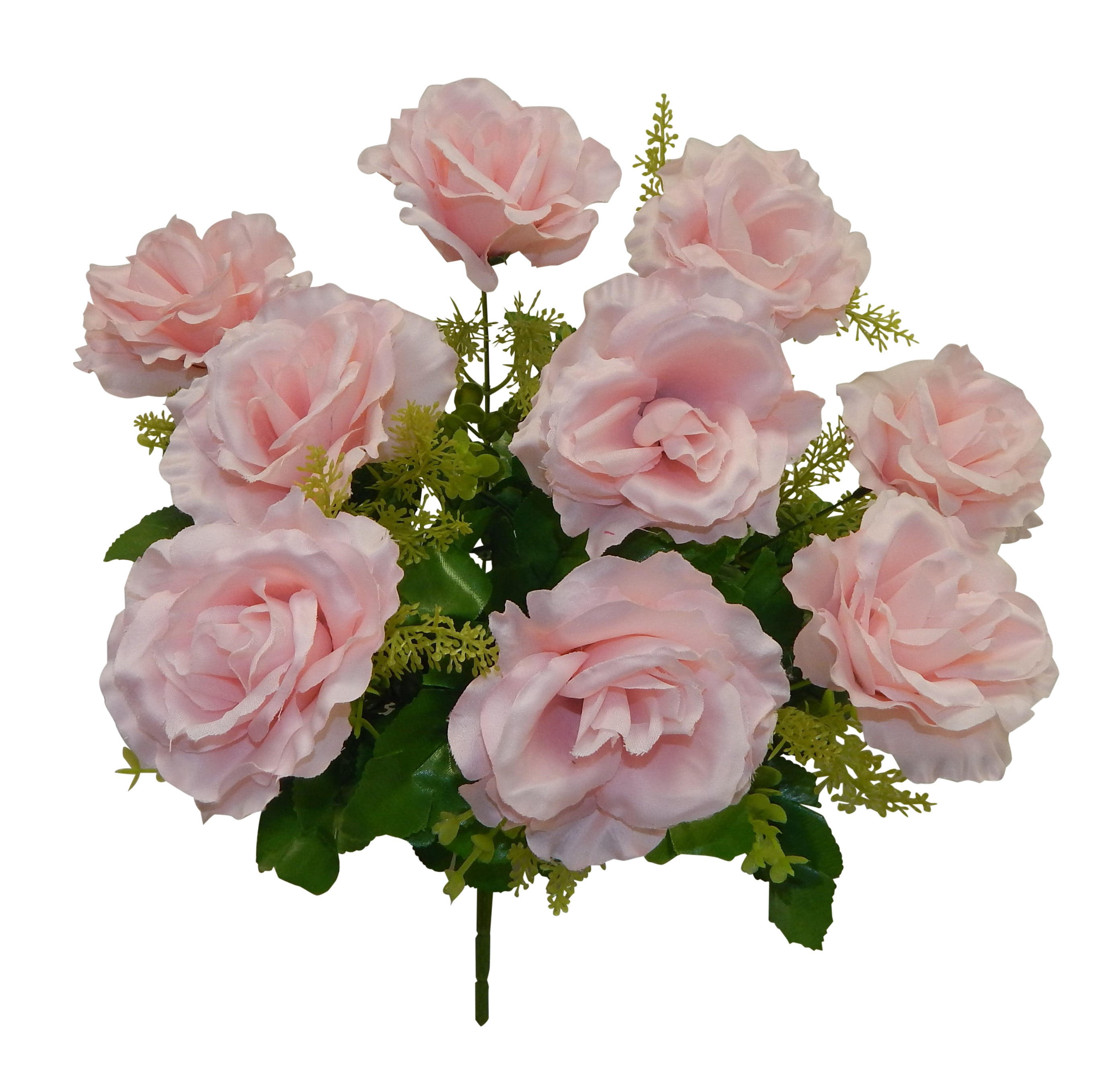 Blush Pink Rose with Eucalyptus 19in Artificial Polysilk Faux Greenery ...