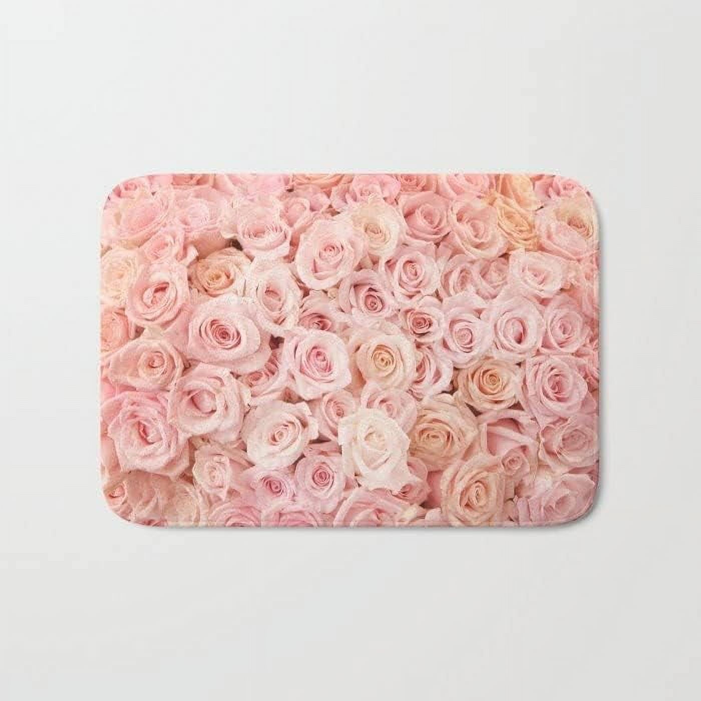 Blush Pink Roses Bath Mat Pink Shower Mat Flowers Bathroom Mat Floral ...