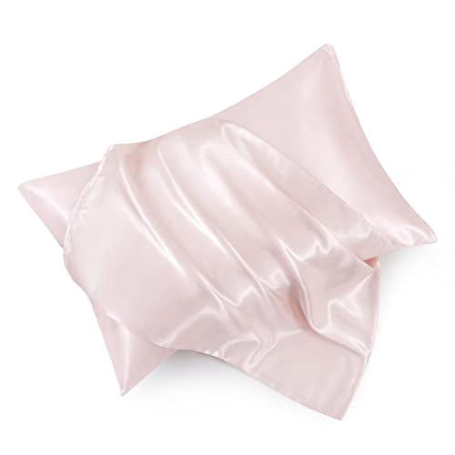 Blush Pink Satin Pillowcases - Set of 2 with Envelope Closure, for Hair ...