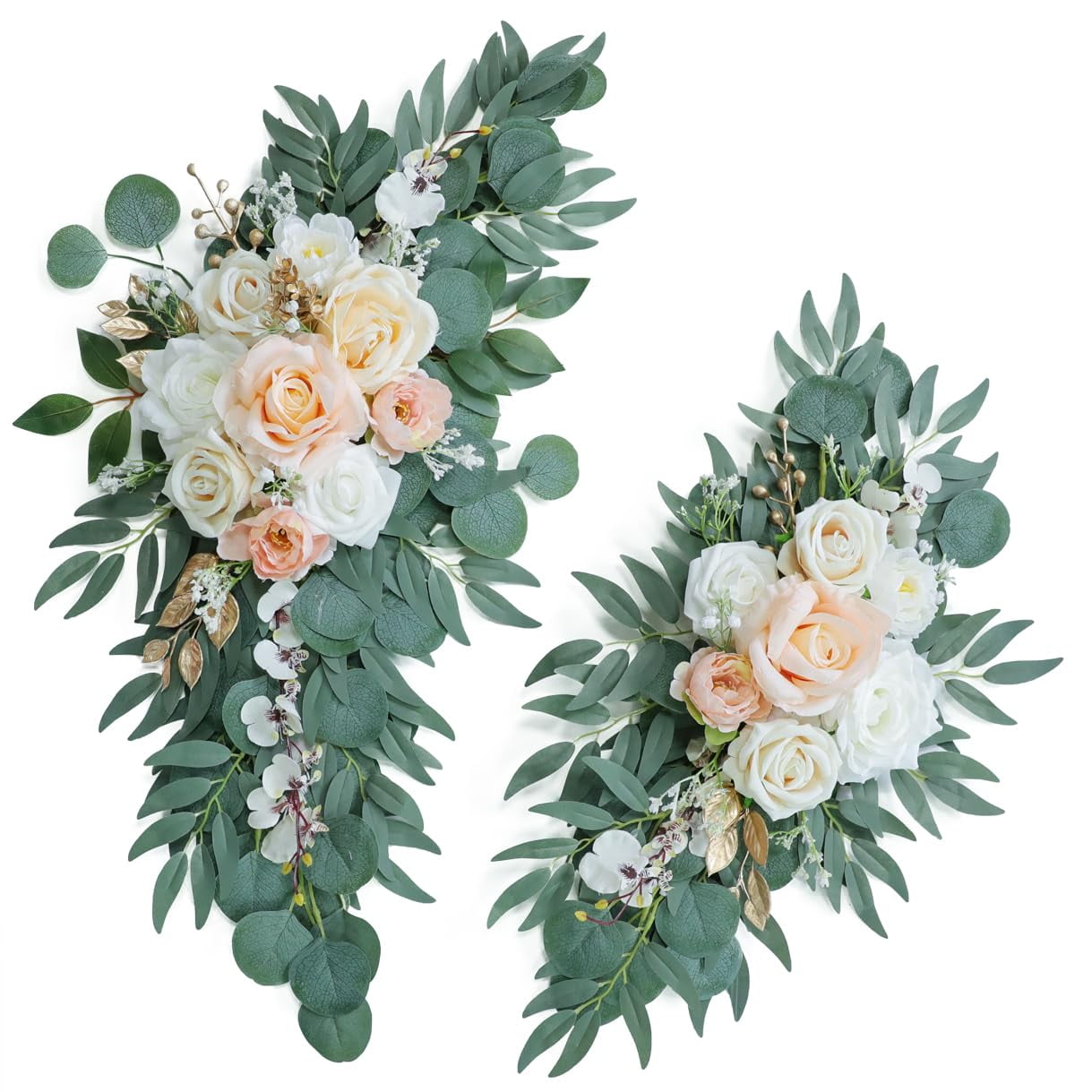 Blush Pink Silk Wedding Arch Flowers Swags Set of 2, Large Champagne ...