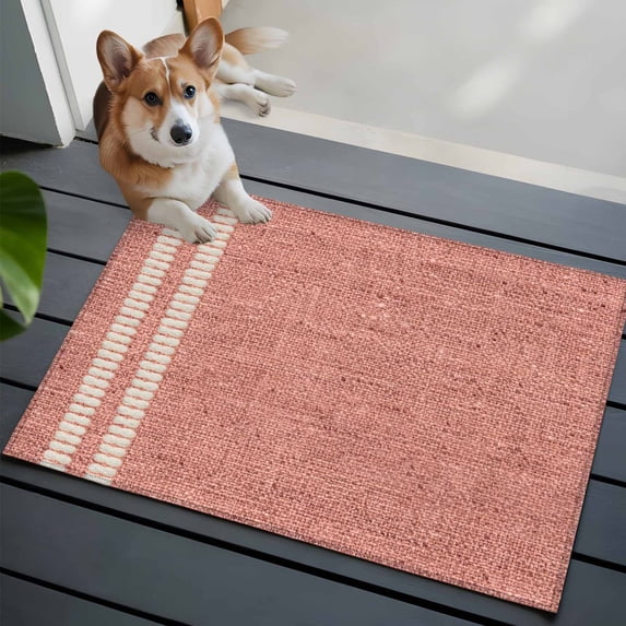 Blush Pink Small Area Rugs 2x3 Oatmeal Beige Pink Woven Fabric Texture ...