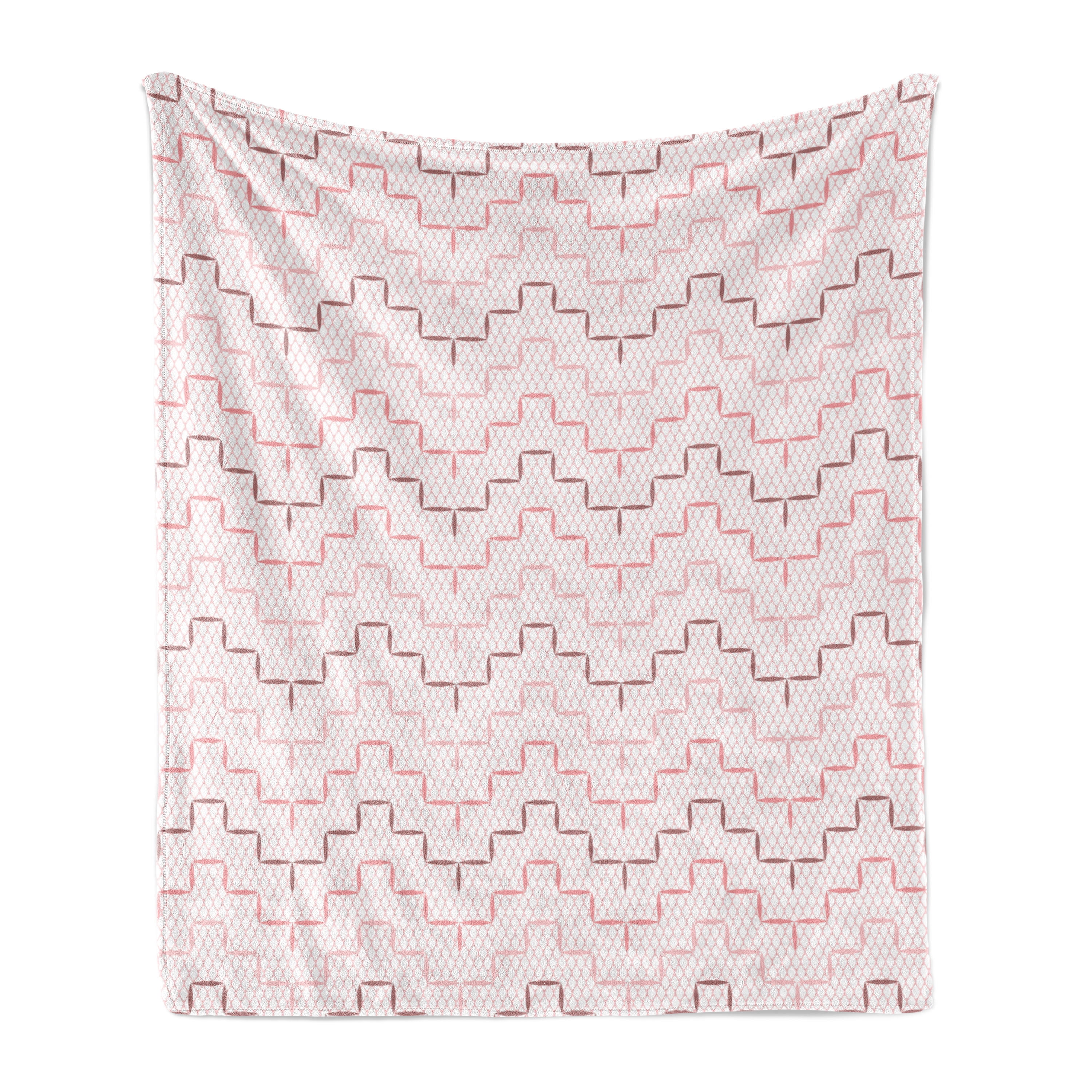Blush Pink Soft Flannel Fleece Throw Blanket, Continuous Lattice with ...