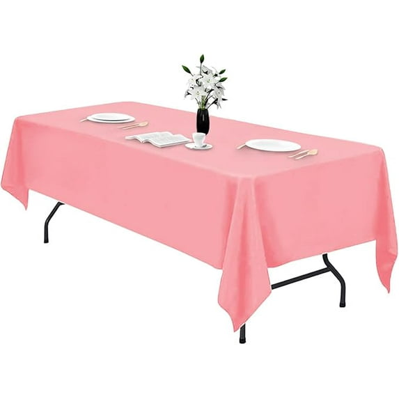 Blush Pink Table Cloth for Rectangle Table - 60 x 102 Inch Tablecloths ...