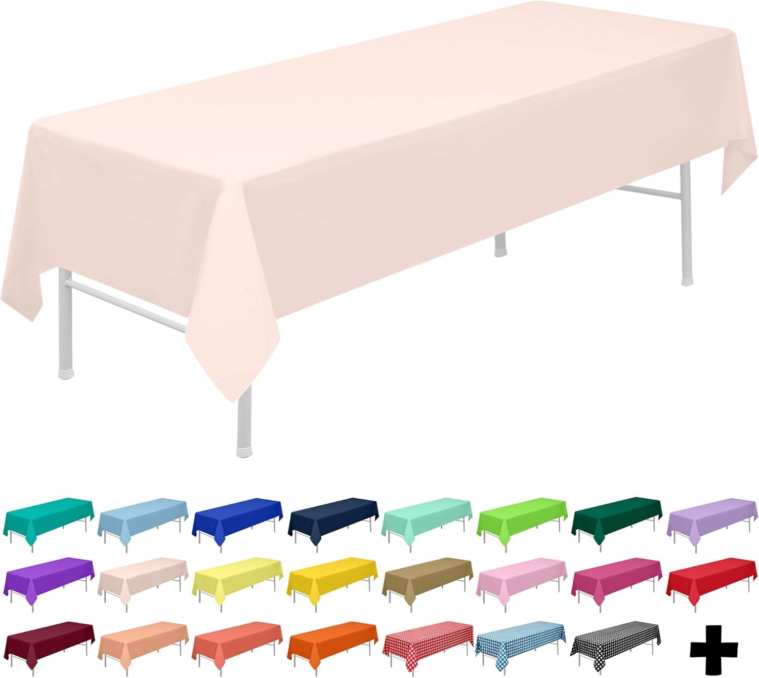 Blush Pink Tablecloths Plastic 3-Pack Premium 54 Inches x 108 Inches ...