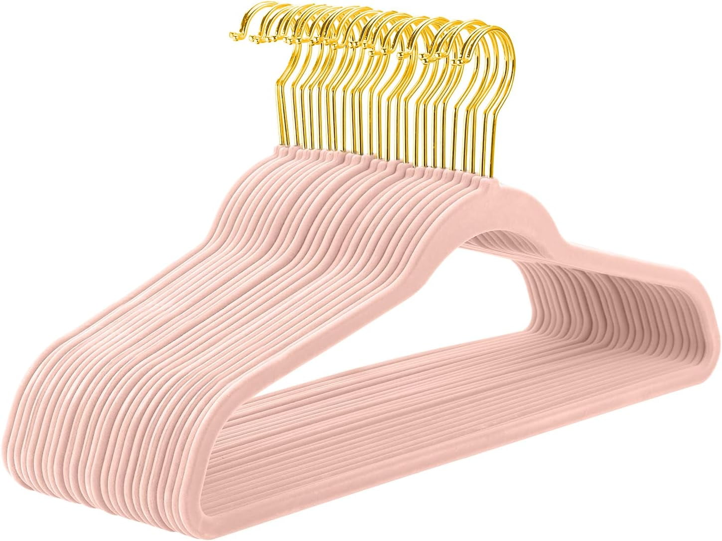 Blush Pink Velvet Hangers 30 Pack,Premium Gold Clothes Hangers Non-Slip ...
