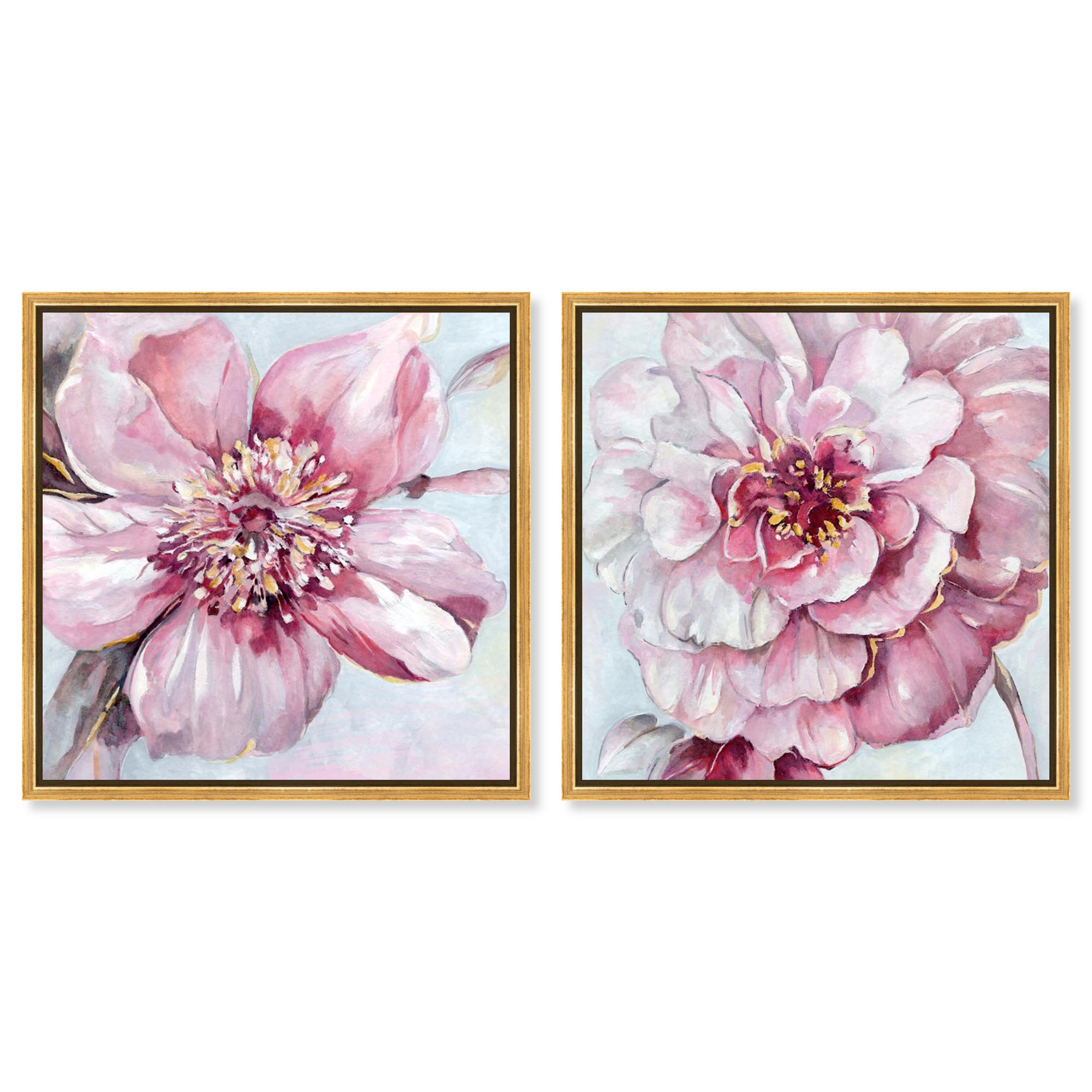 Blush Pink Wall Art Set for Bedroom 2 Panel Set Canvas Print Floral ...